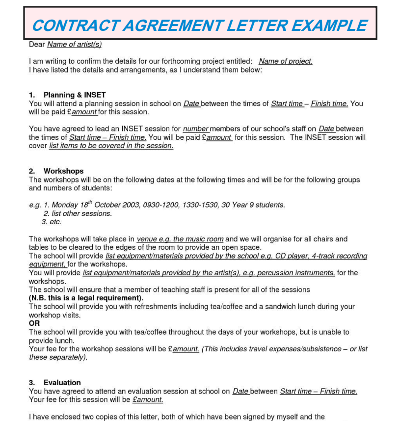 6+ FREE Contract Agreement Letter Samples PDF