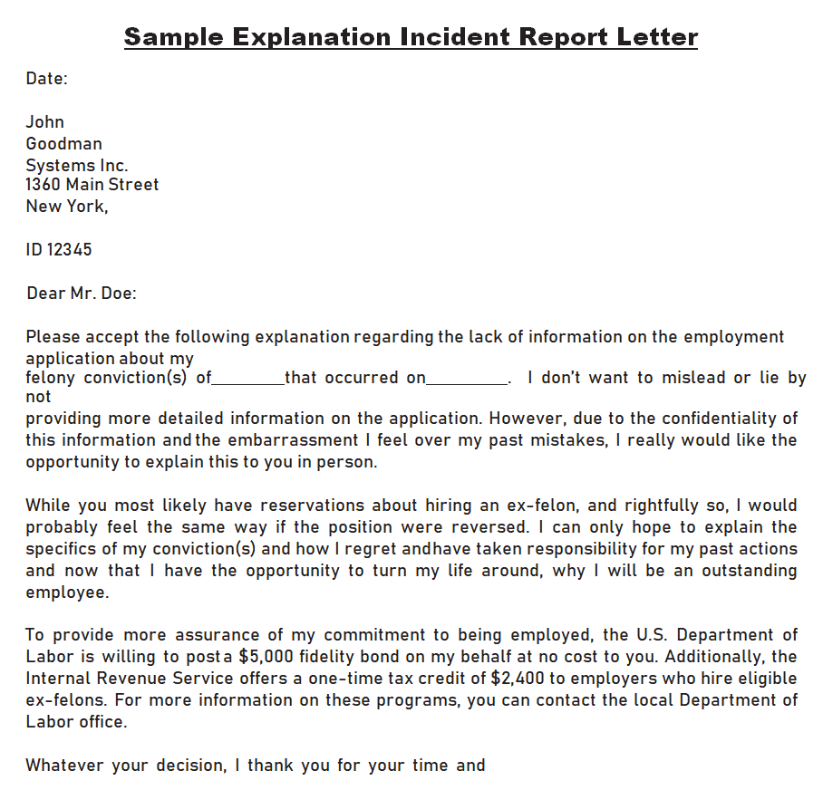 Writing an Explanation Incident Report Letter (FREE Word Samples)