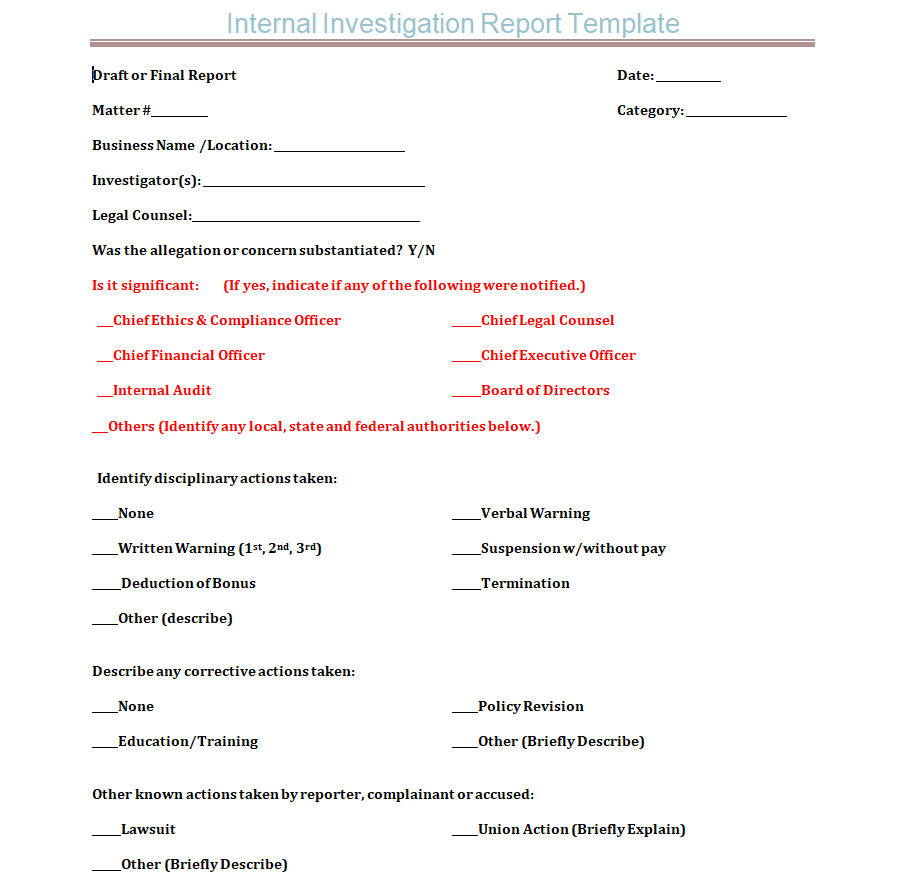 11+ Formal Investigation Report Examples [PDF & WORD]