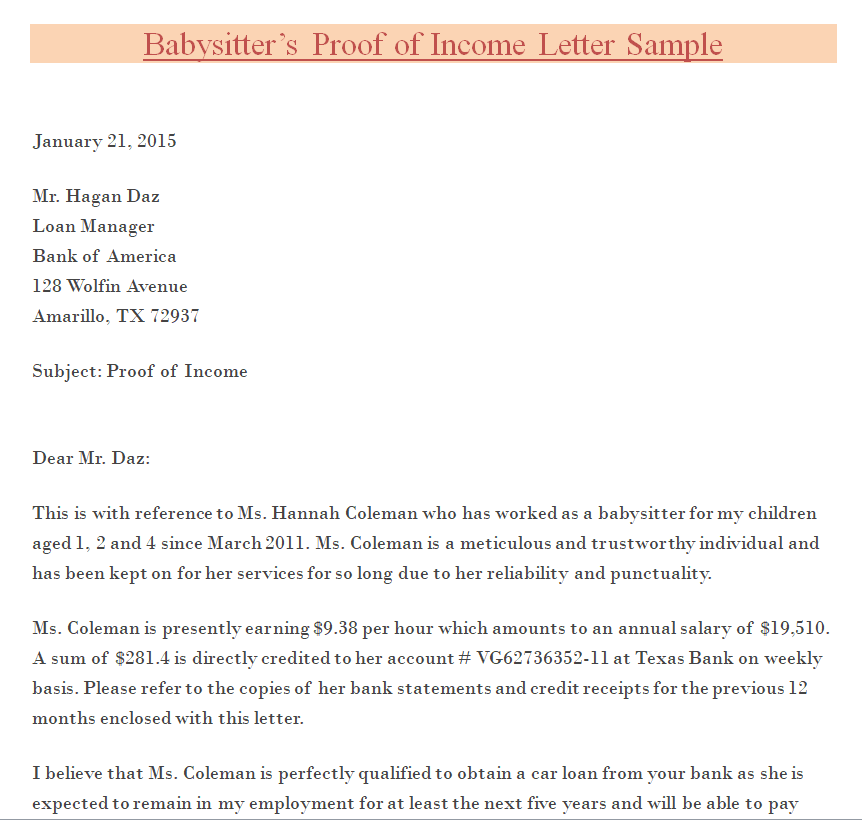 10+ Customizable Proof of Income Letter Templates MS WORD
