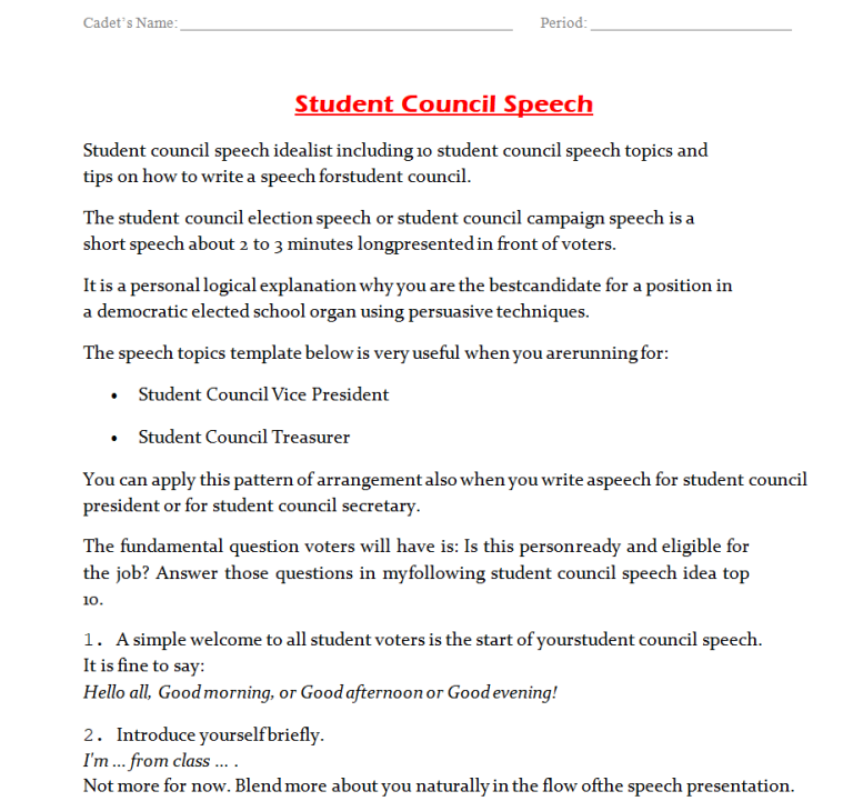 8+ Student Council Speech Examples