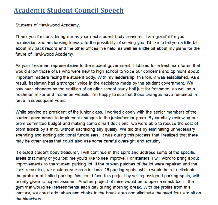 8+ Student Council Speech Examples