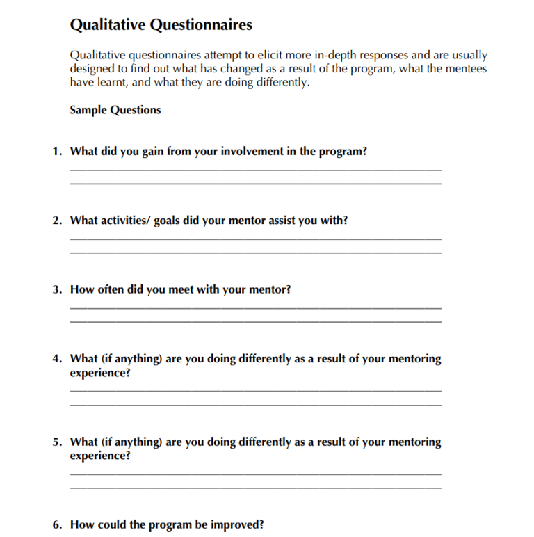4+ Free Qualitative Questionnaire Templates