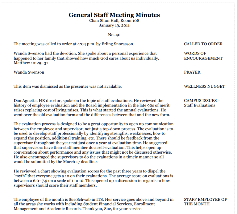 10 BEST Staff Meeting Minutes Samples + Tips for Writing Minutes