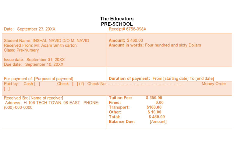 Top 10 Official School Receipt Templates [PDF & DOC]