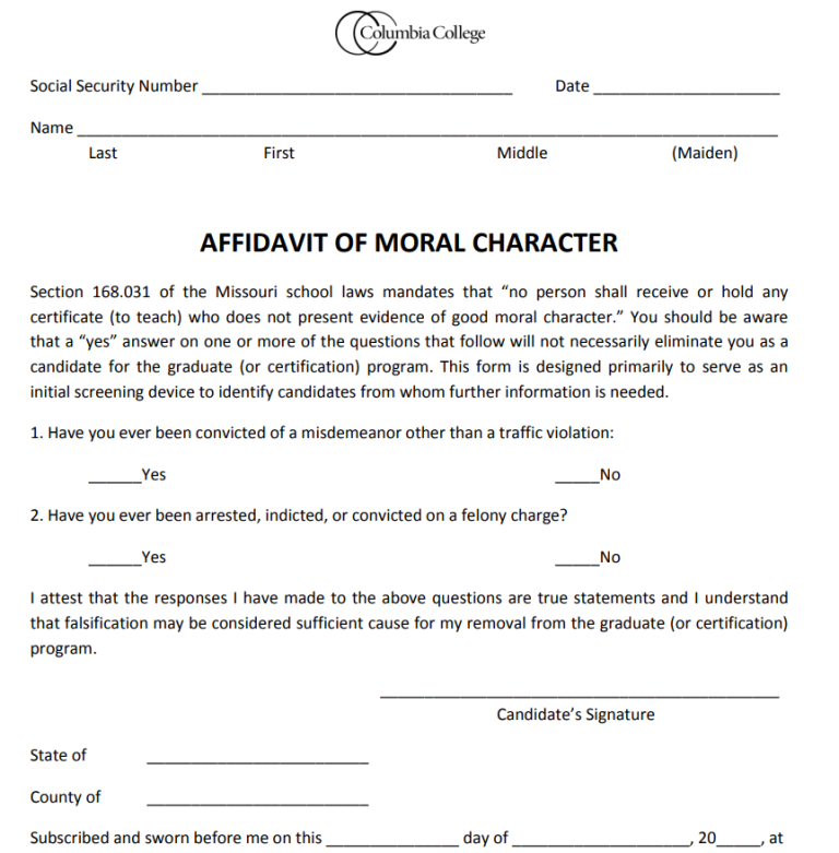 10 BEST Affidavit of Character Examples