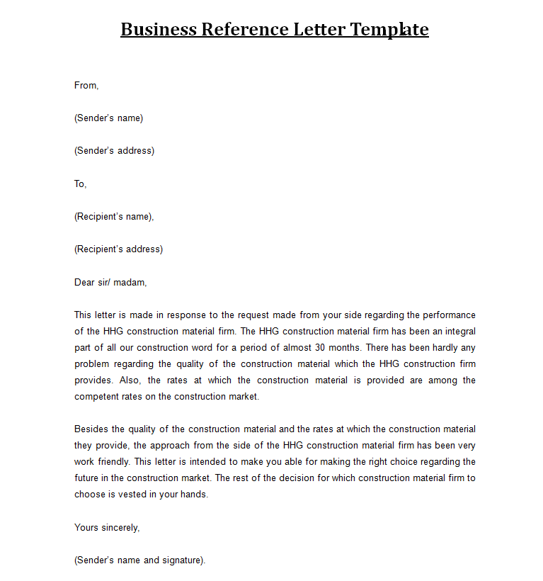 18+ Easy-To-Use Business Reference Letter Templates in MS WORD