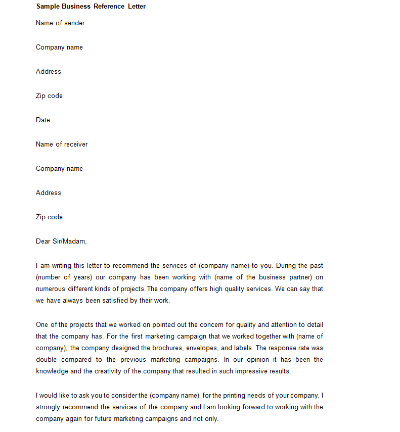 18+ Easy-To-Use Business Reference Letter Templates in MS WORD