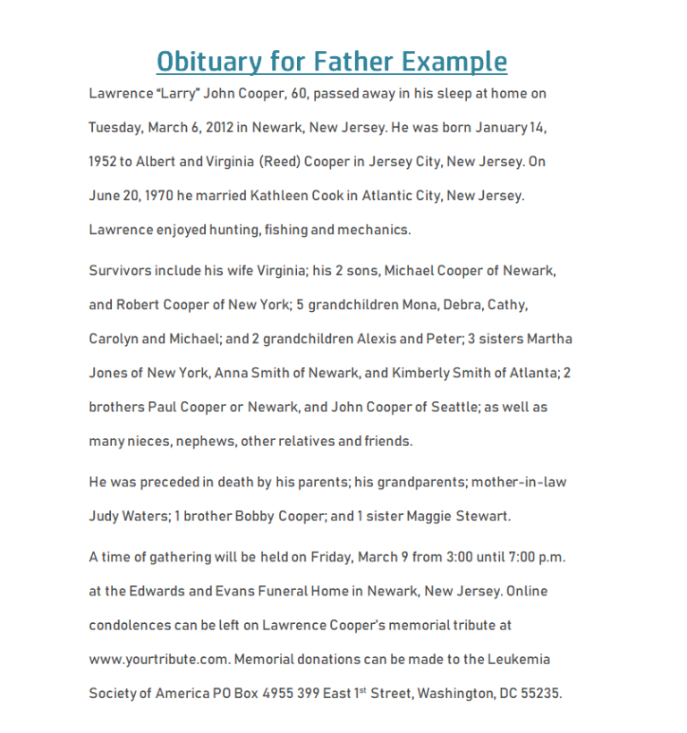 4+ Customizable Father Obituary Examples in MS WORD