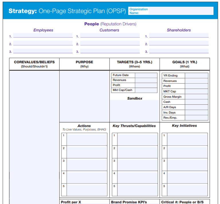 11+ Printable One Page Strategic Plan Templates