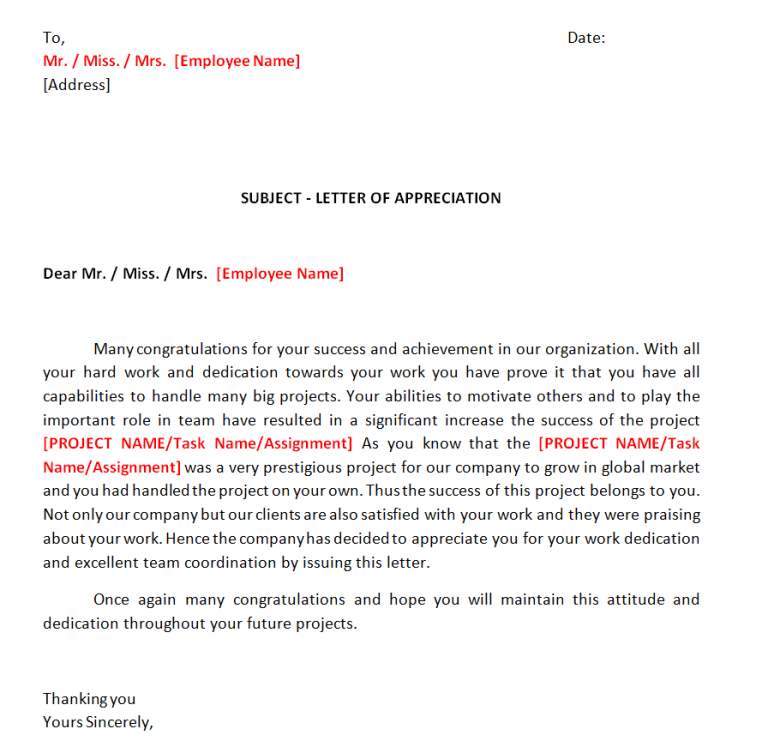 27+ BEST Appreciation Letter Templates in MS WORD