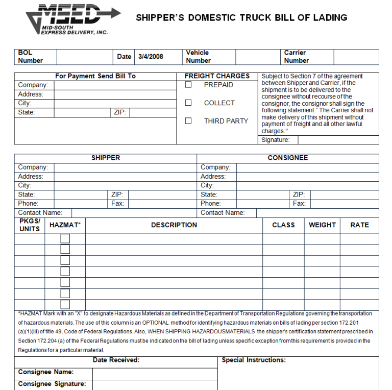 17+ BEST Bill of Lading Templates [in EXCEL & WORD]