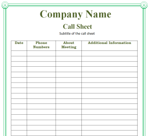 22+ Professional Call Sheet Templates [WORD & EXCEL]