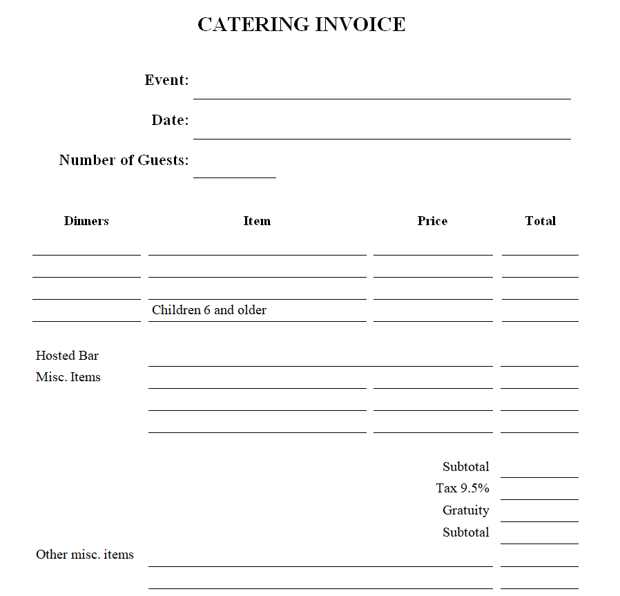 Download Top 20 Catering Invoice Templates [DOC & EXCEL]