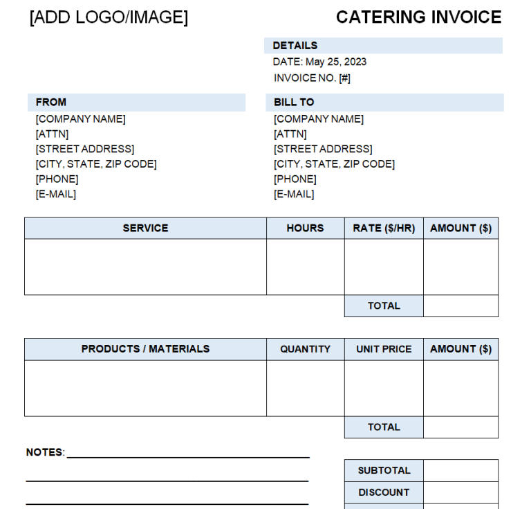 Download Top 20 Catering Invoice Templates [DOC & EXCEL]