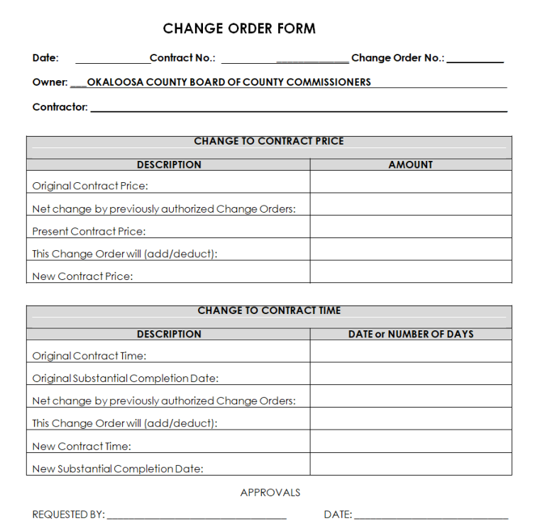 26+ FREE Change Order Templates in MS WORD