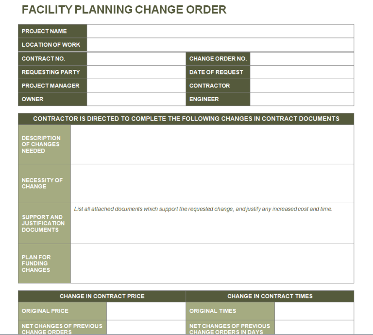 26+ FREE Change Order Templates in MS WORD