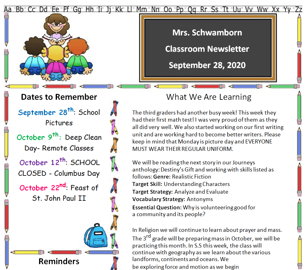 18+ Excellent Classroom Newsletter Templates in MS WORD