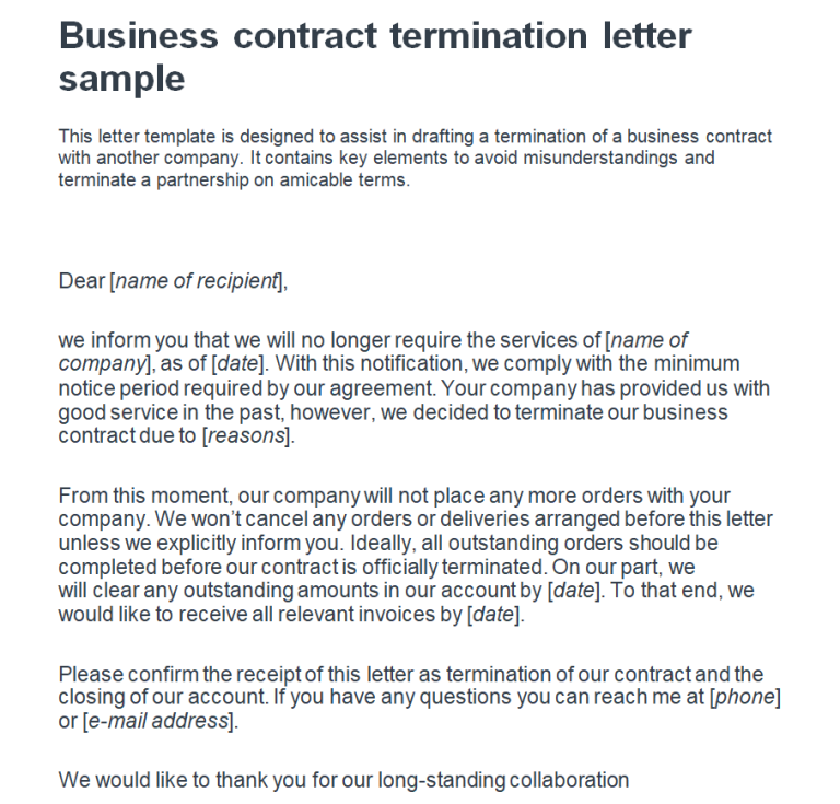 20+ Sample Contract Termination Letter Templates in MS WORD