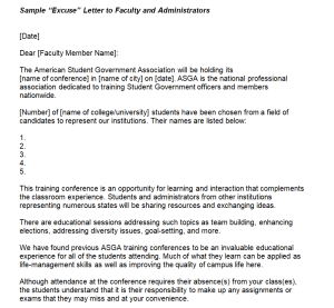 Download Top 15 Excuse Letter Samples in MS WORD