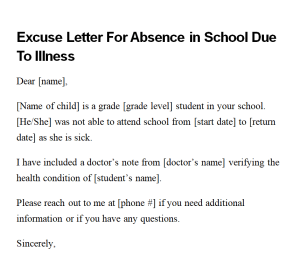 Download Top 15 Excuse Letter Samples in MS WORD