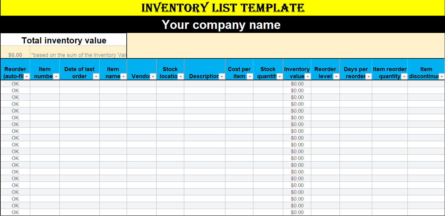 17+ FREE Inventory List Excel Templates