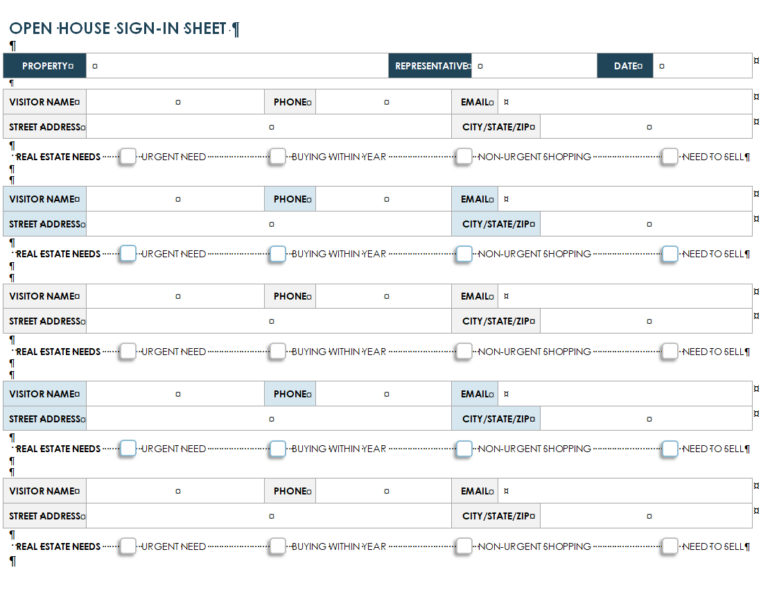 18+ Handy Open House Sign-In Sheet Templates