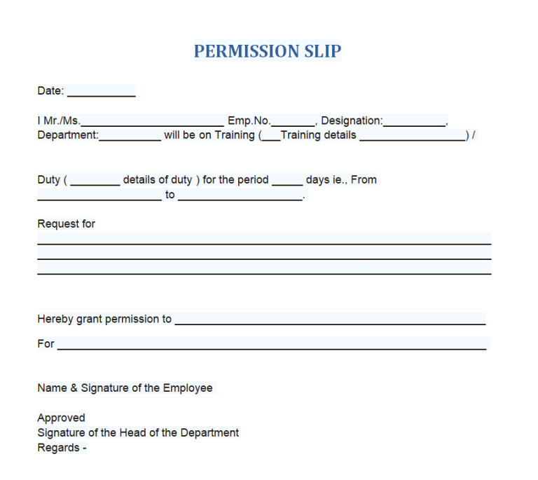 22+ Printable Permission Slip Templates