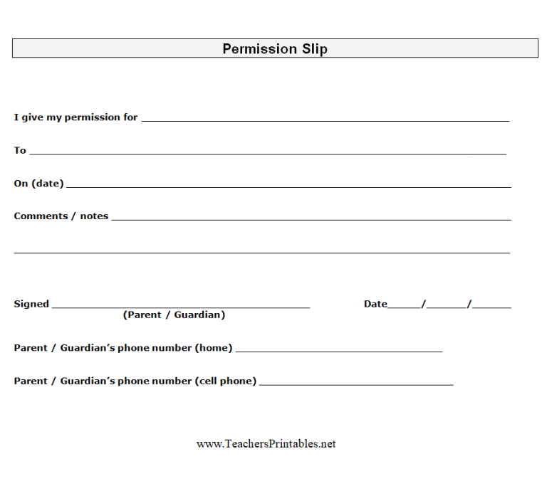 22+ Printable Permission Slip Templates