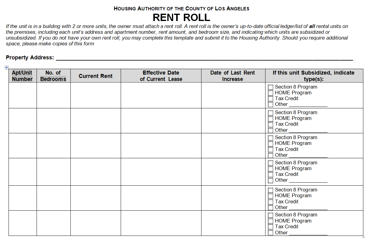 14 Easily Editable Rent Roll Templates (MS WORD)