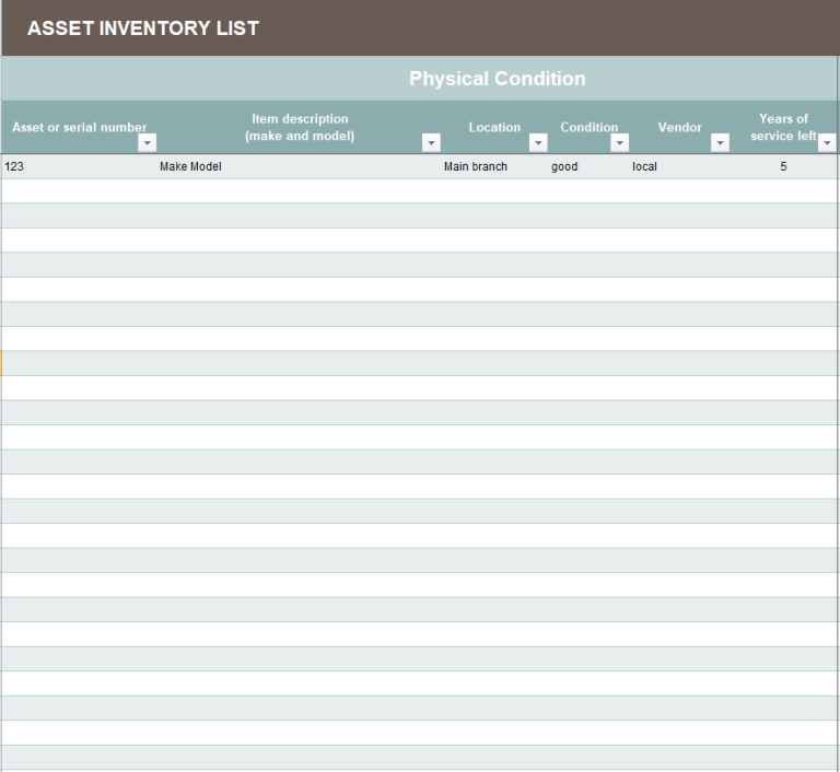 13+ Standard Asset List Excel Templates