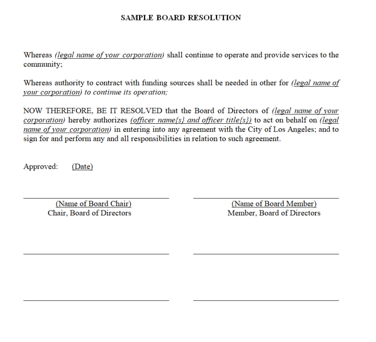20 BEST Board Resolution Word Templates