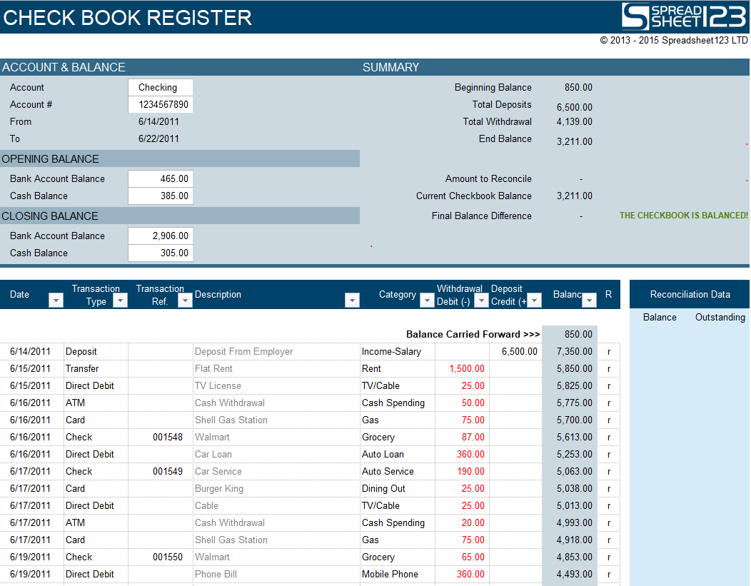 10+ FREE Checkbook Register Templates [Excel & Word]