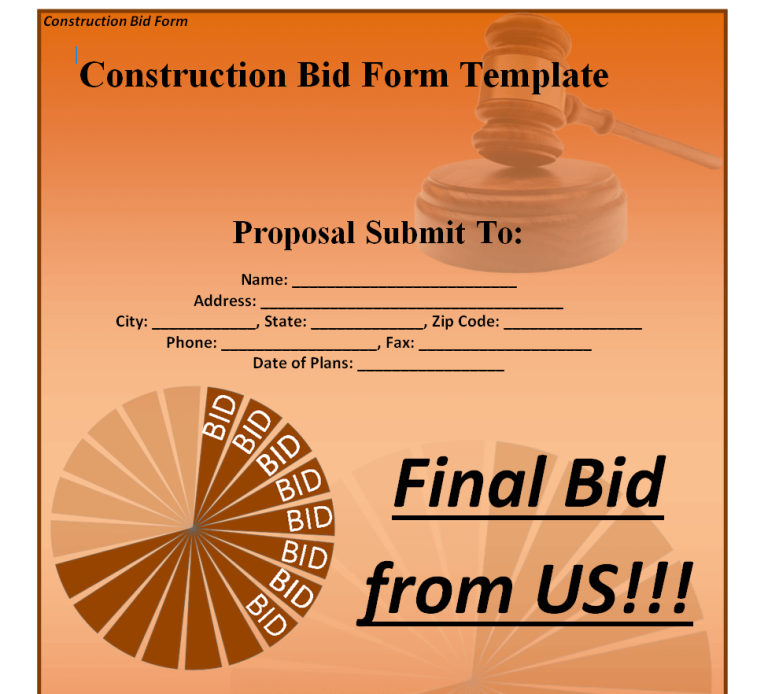 13 Easy-To-Use Construction Bid Form Templates [WORD, EXCEL, PDF]