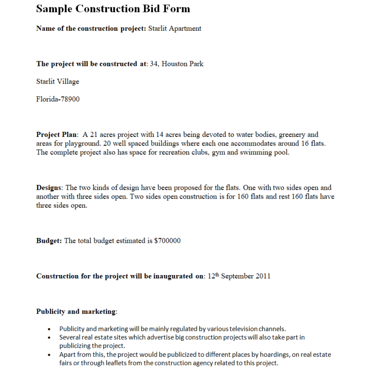 13 Easy-To-Use Construction Bid Form Templates [WORD, EXCEL, PDF]