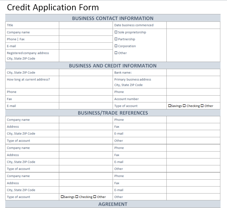 24+ FREE Credit Application Form Templates