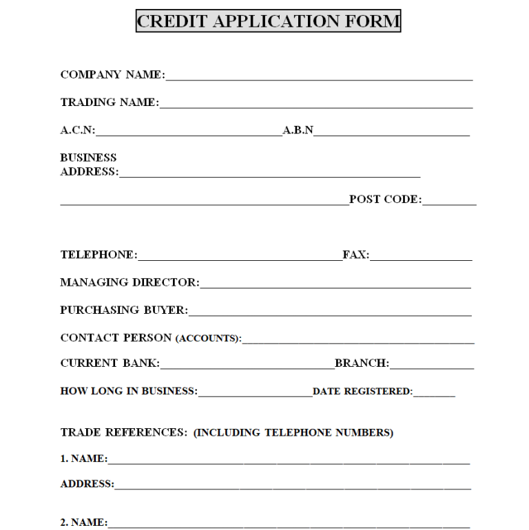 24+ FREE Credit Application Form Templates