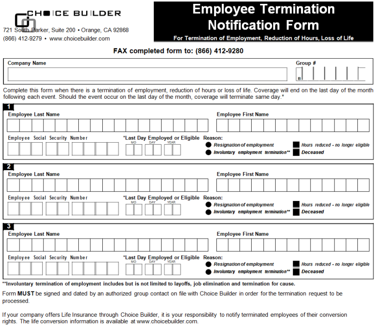 12+ Simple Employee Termination Form Word Templates