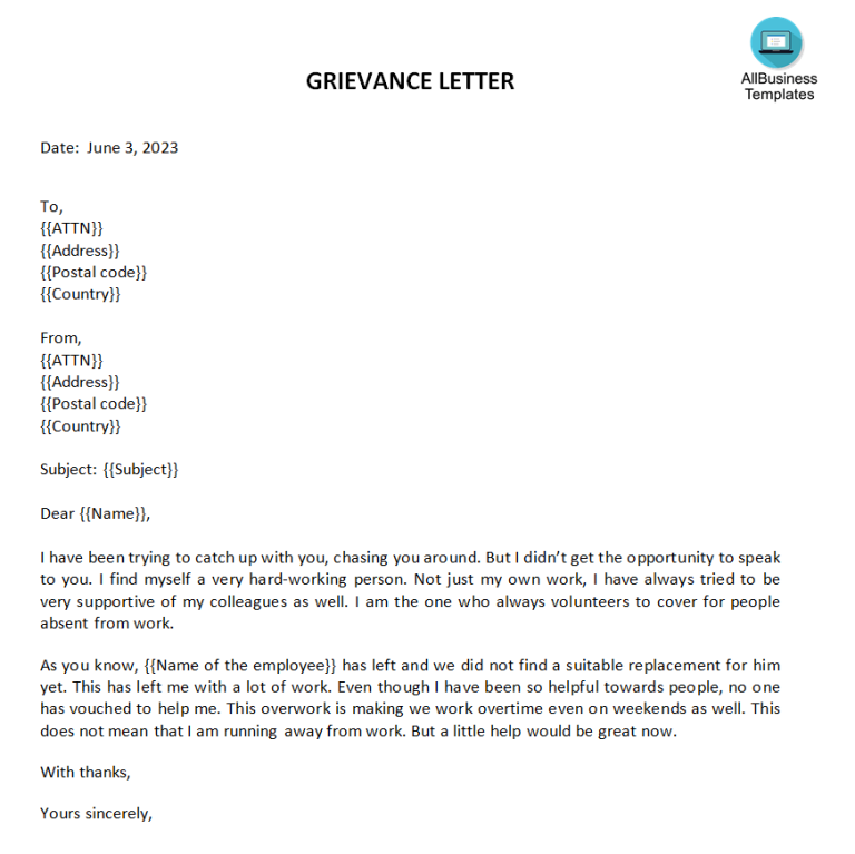 Download 16 FREE Grievance Letter Templates in MS WORD
