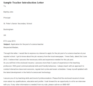 8+ Ready-to-Use Letter of Introduction for Teacher Templates