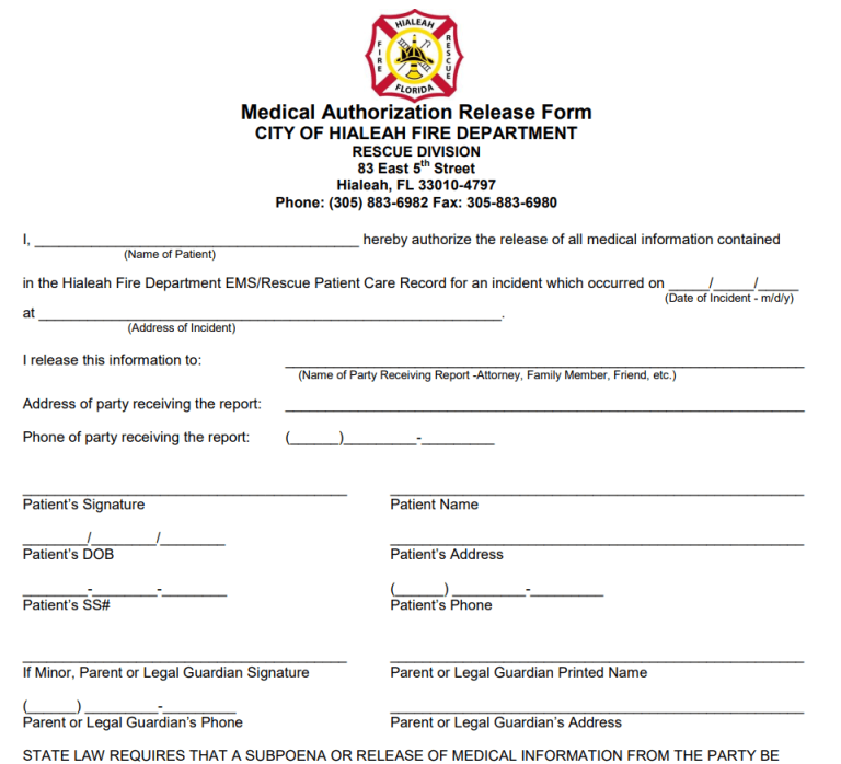 Download 30 FREE Medical Records Release Form Templates [DOC & PDF]