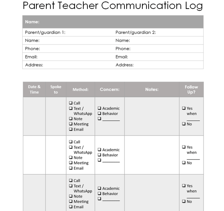 18+ Real Use Parent Communication Log Templates