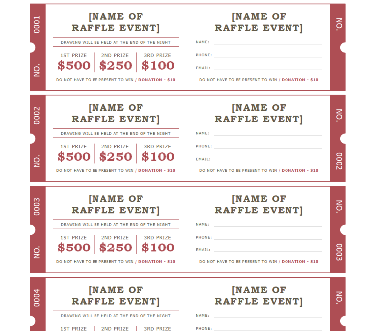 18+ Sample Raffle Ticket Templates in MS WORD