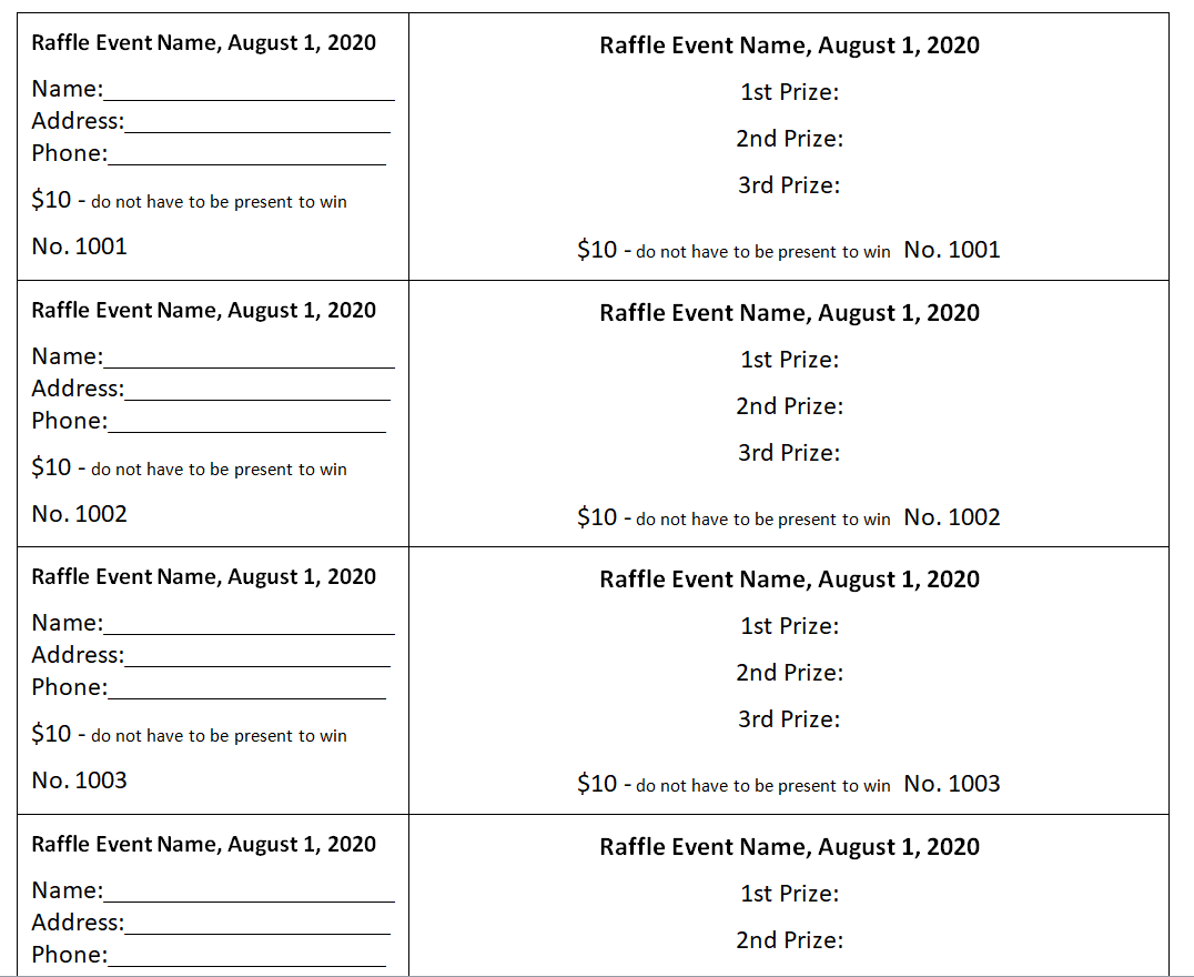 18+ Sample Raffle Ticket Templates in MS WORD