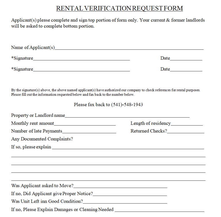 12+ Official Rental Verification Form Templates in MS WORD