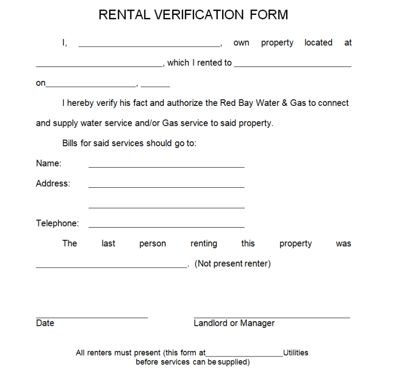 12+ Official Rental Verification Form Templates in MS WORD