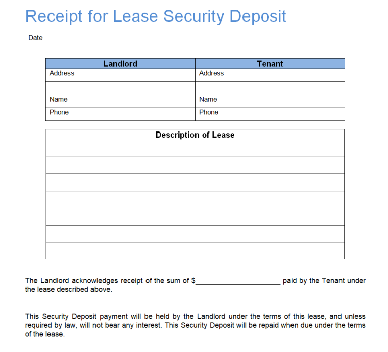 15+ Handy Security Deposit Receipt Templates in MS WORD