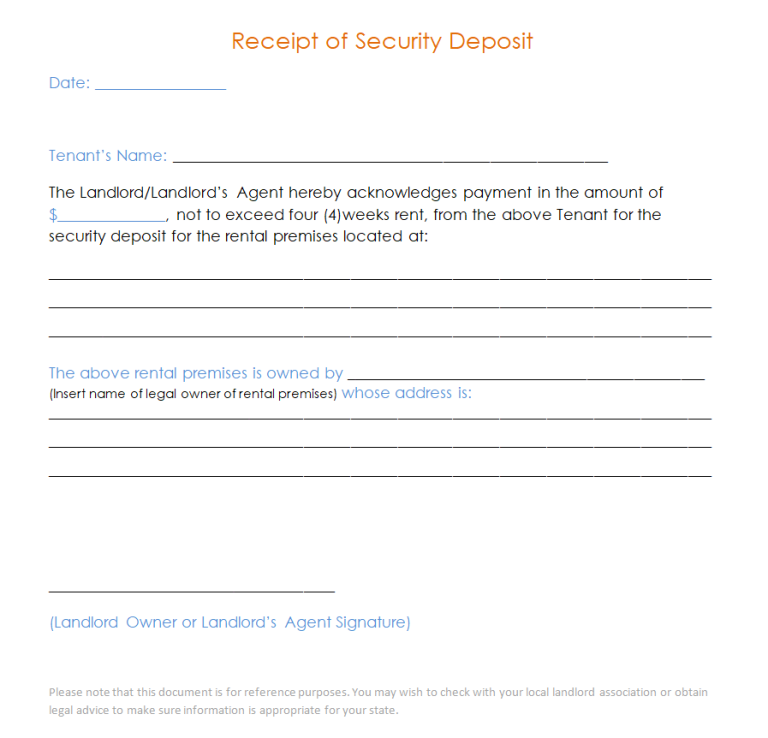 15+ Handy Security Deposit Receipt Templates in MS WORD