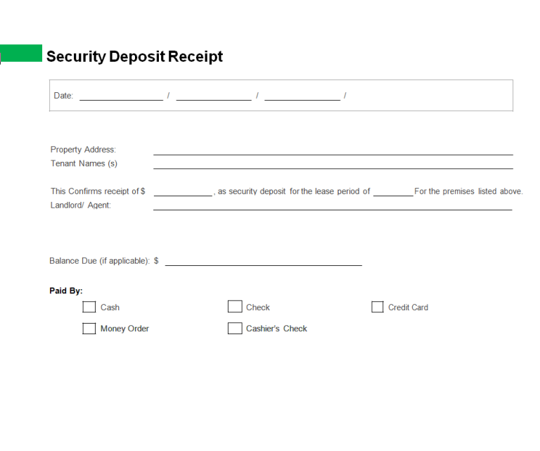15+ Handy Security Deposit Receipt Templates in MS WORD