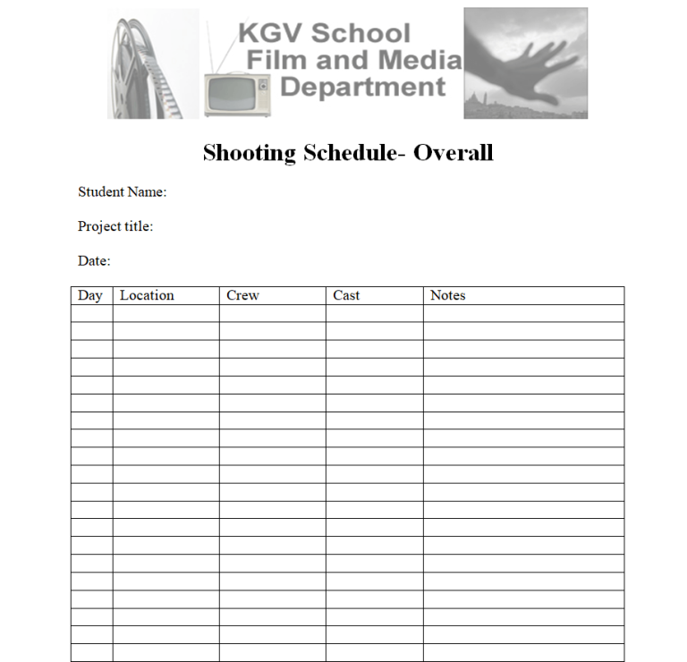 12+ Editable Shooting Schedule Templates in MS WORD